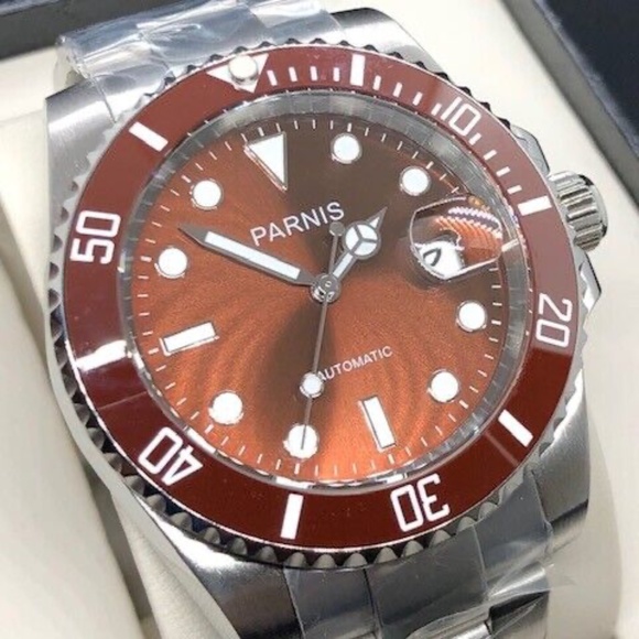 Parnis | Accessories | Parnis 4mm Coffee Brown Dial Sapphire Glass ...